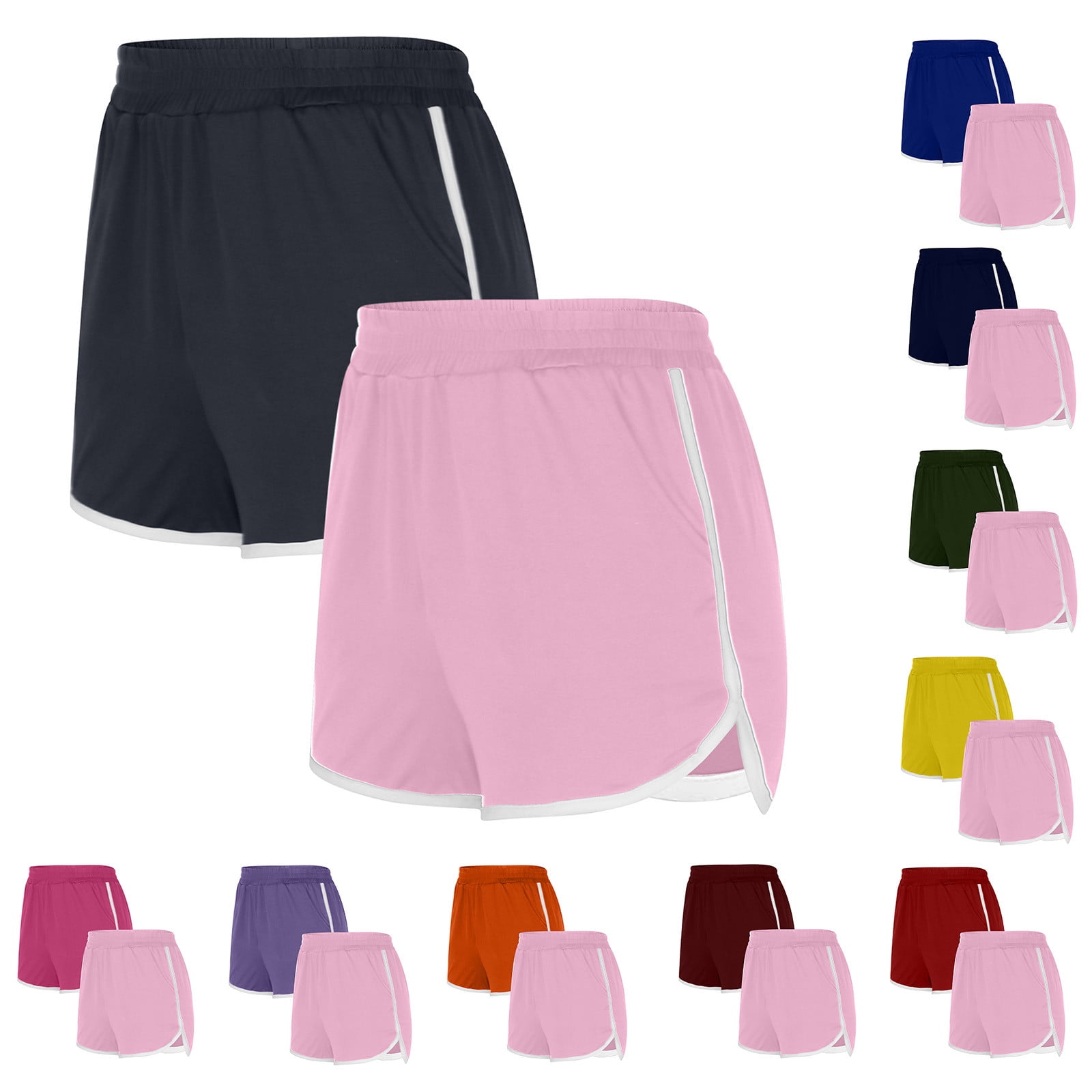 2PCS Seamless Yoga Shorts Solid Color Shorts For Casual Loose Comfy ...