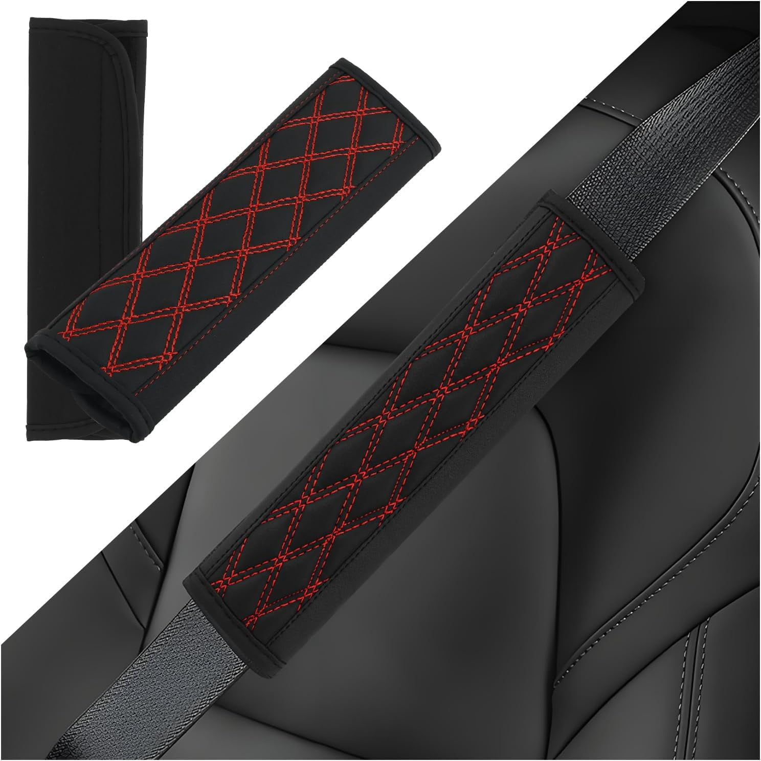 2PCS Seat Belt Cover Pad,Stylish Seatbelt Covers with Diamond Grid ...