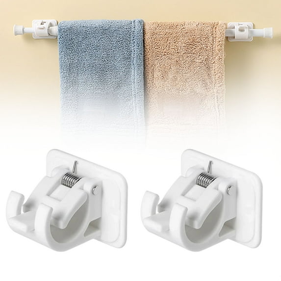 2PCS Self Adhesive Curtain Rod Holder, No Drill Curtain Rod Brackets ...