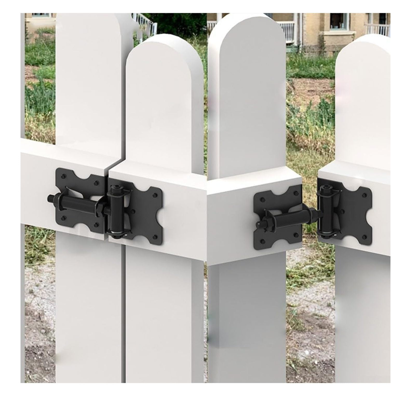 2PCS Self Closing Gate Hardware Fence Hinges, Heavy Duty Black Gate ...