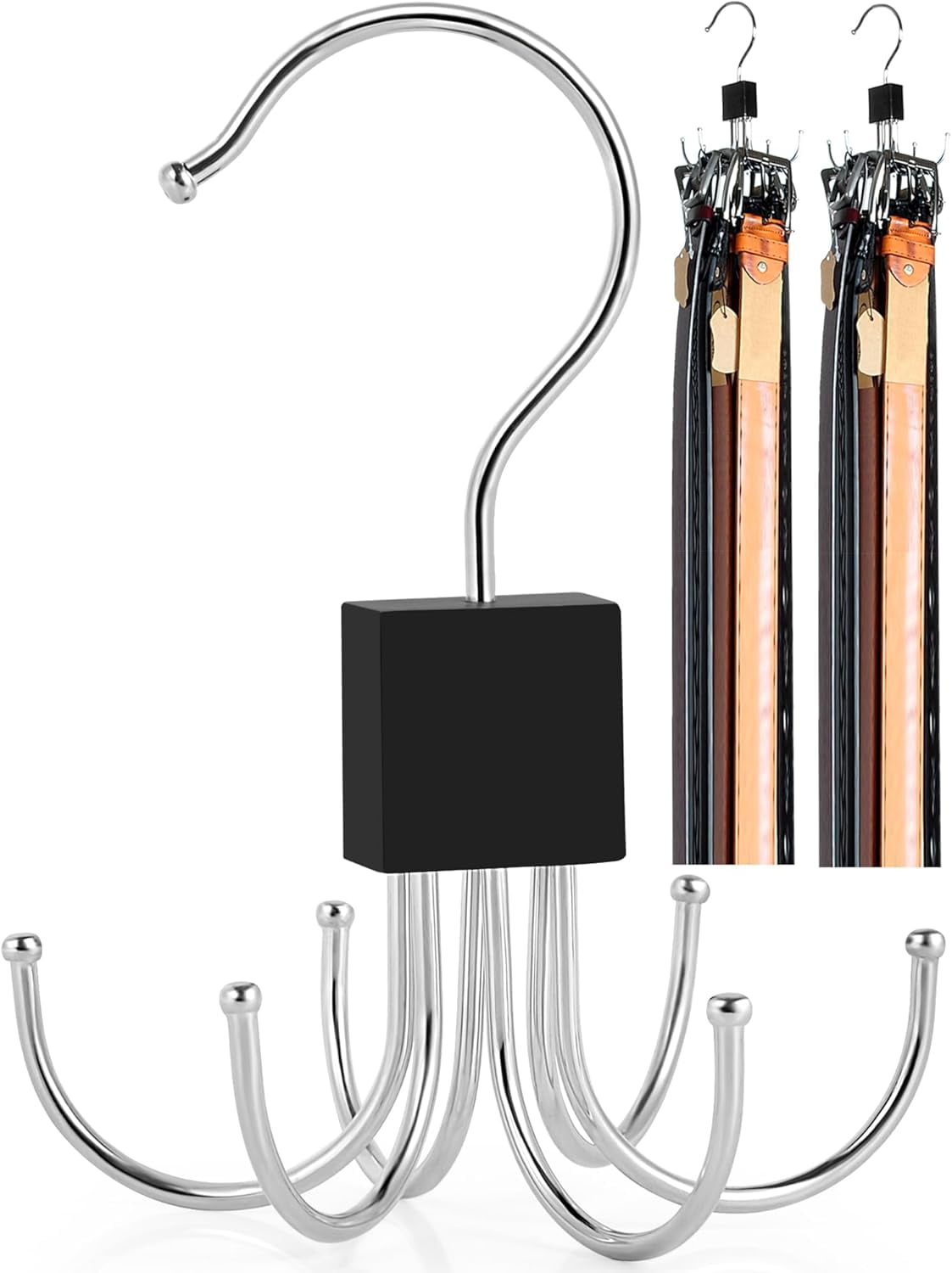 2PCS Selumie Belt Hanger, Six Hook Belt Hanger for up to 48 Belts ...