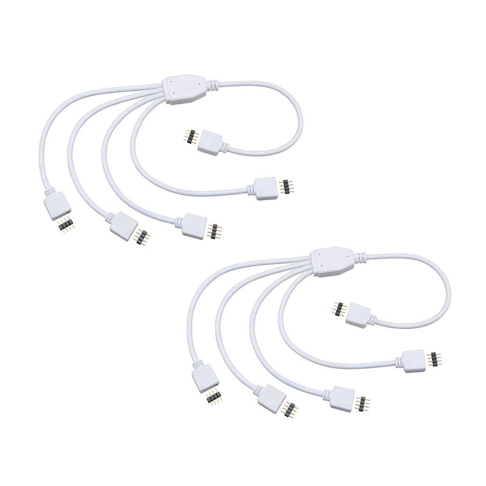 2PCS/Set 4 Pin LED Strip Splitter Connectors 2 Way Splitter Cables with ...