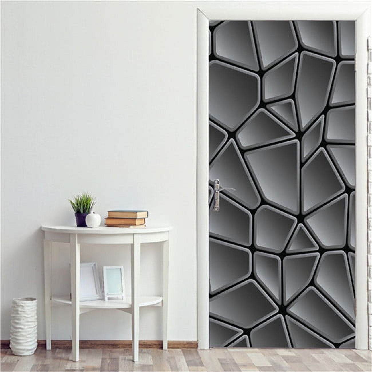 2PCS/Set Black Geometric Door Sticker Home Decor Self Stick Wallpaper ...