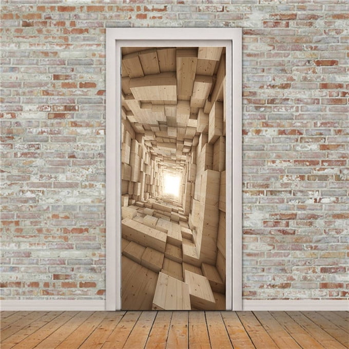 2PCS/Set Black Geometric Door Sticker Home Decor Self Stick Wallpaper ...