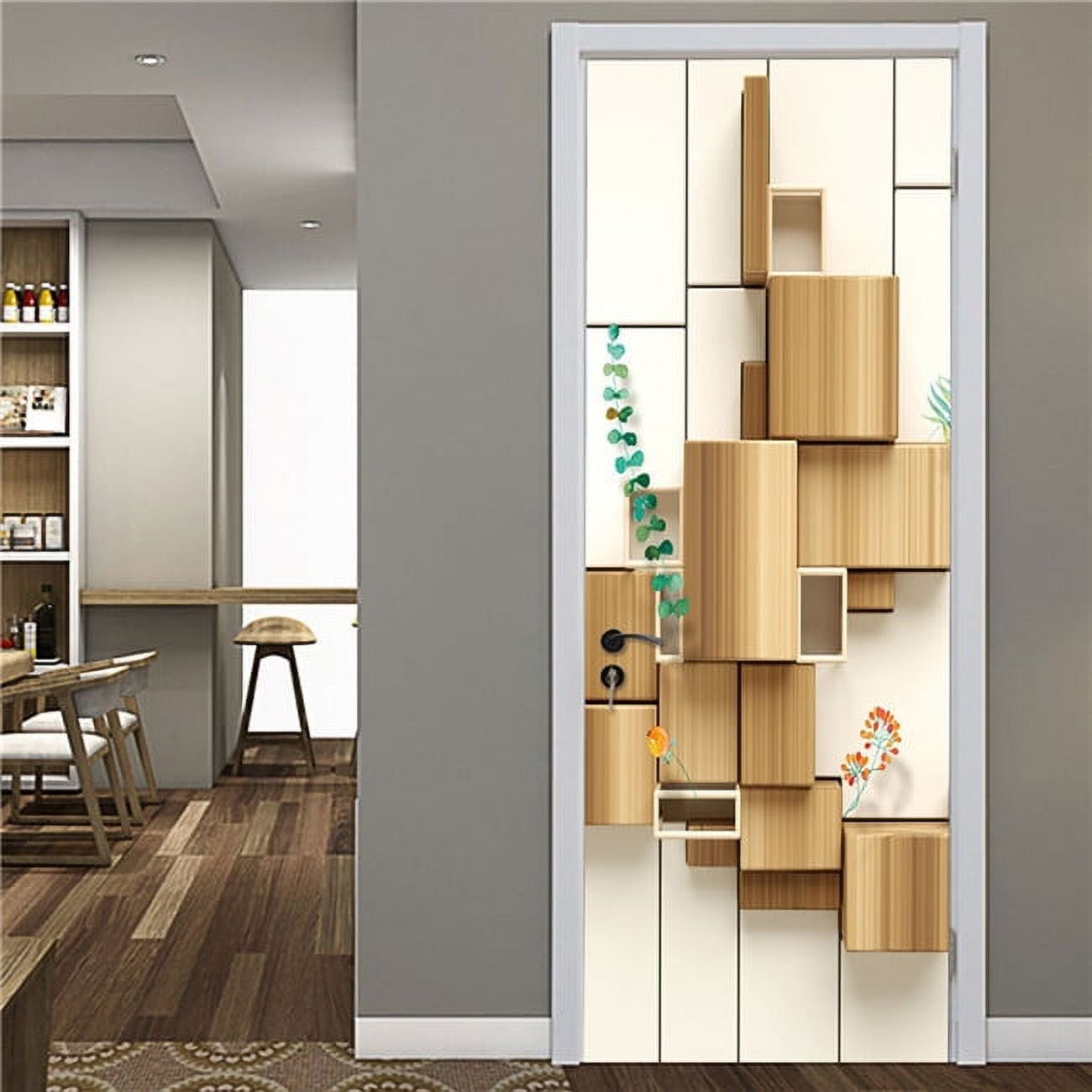2PCS/Set Fashion Geometric Door Sticker Wallpaper On The Door Home ...