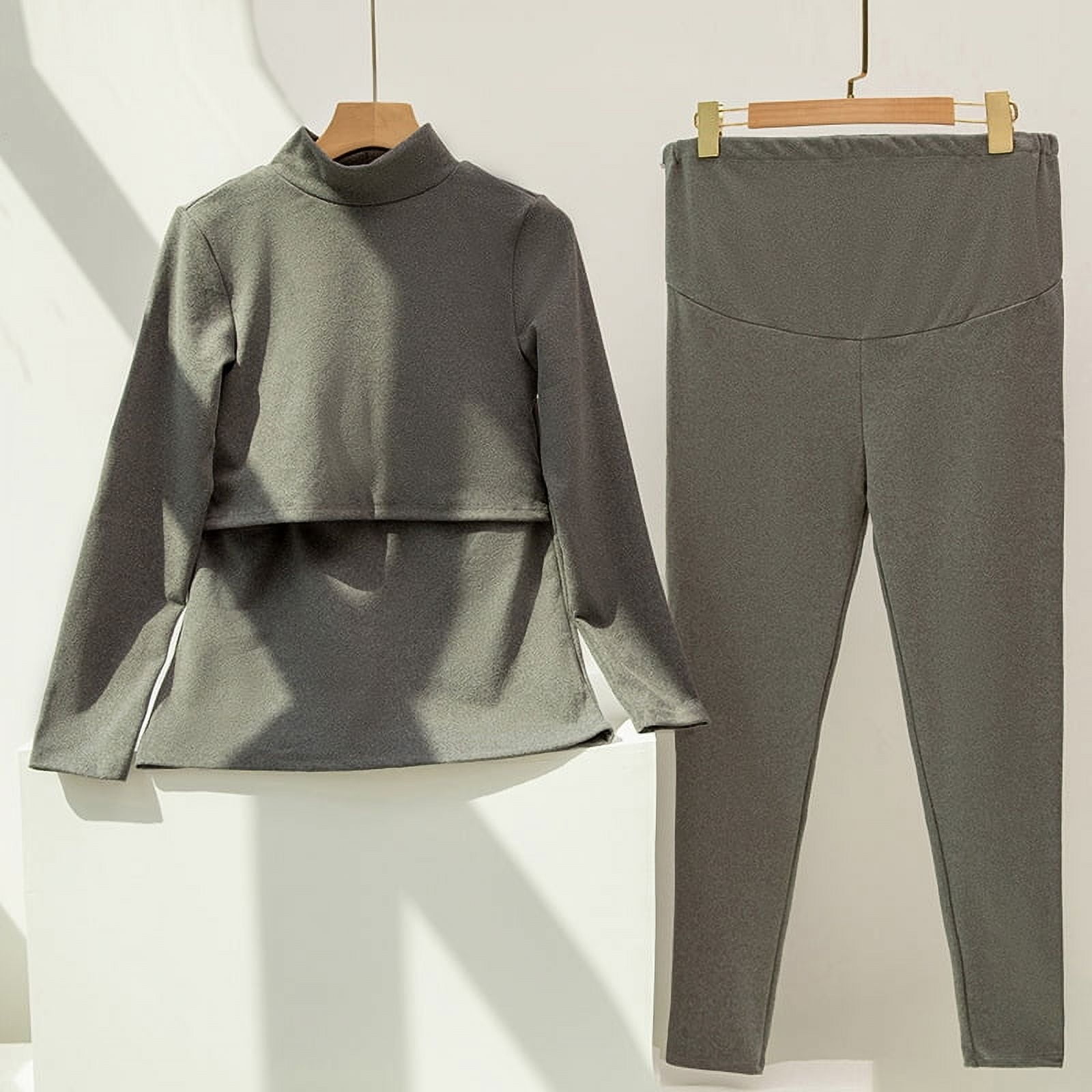 2PCS Set Maternity Nursing Sleepwear 2025 Autumn Winter Pajamas Suits ...