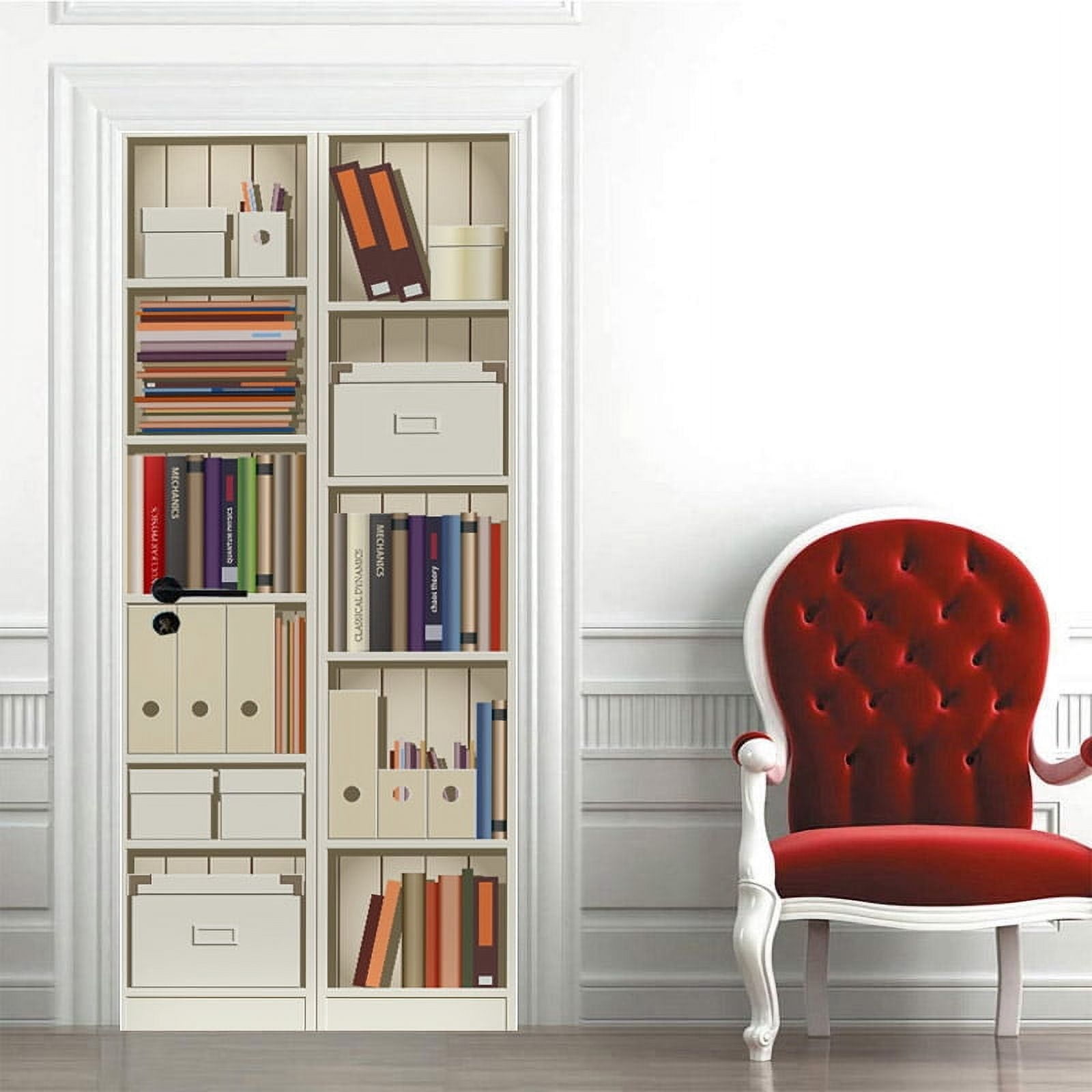 2PCS/Set Retro Library Adhesive Door Stickers Wallpaper Waterproof Home ...