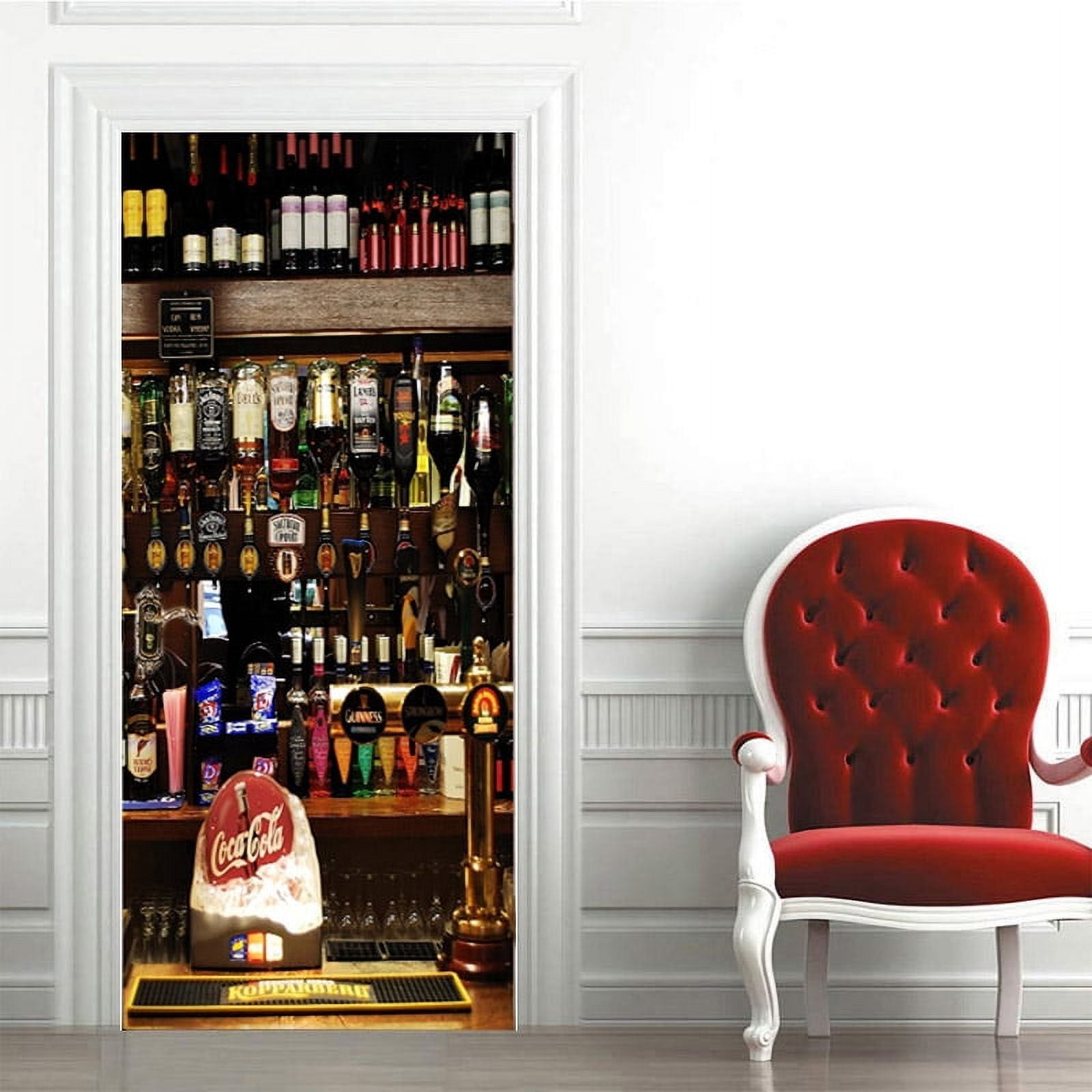 2PCS/Set Retro Library Adhesive Door Stickers Wallpaper Waterproof Home ...