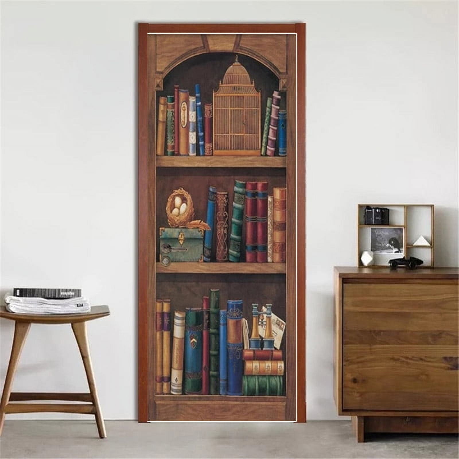 2PCS/Set Retro Library Adhesive Door Stickers Wallpaper Waterproof Home ...