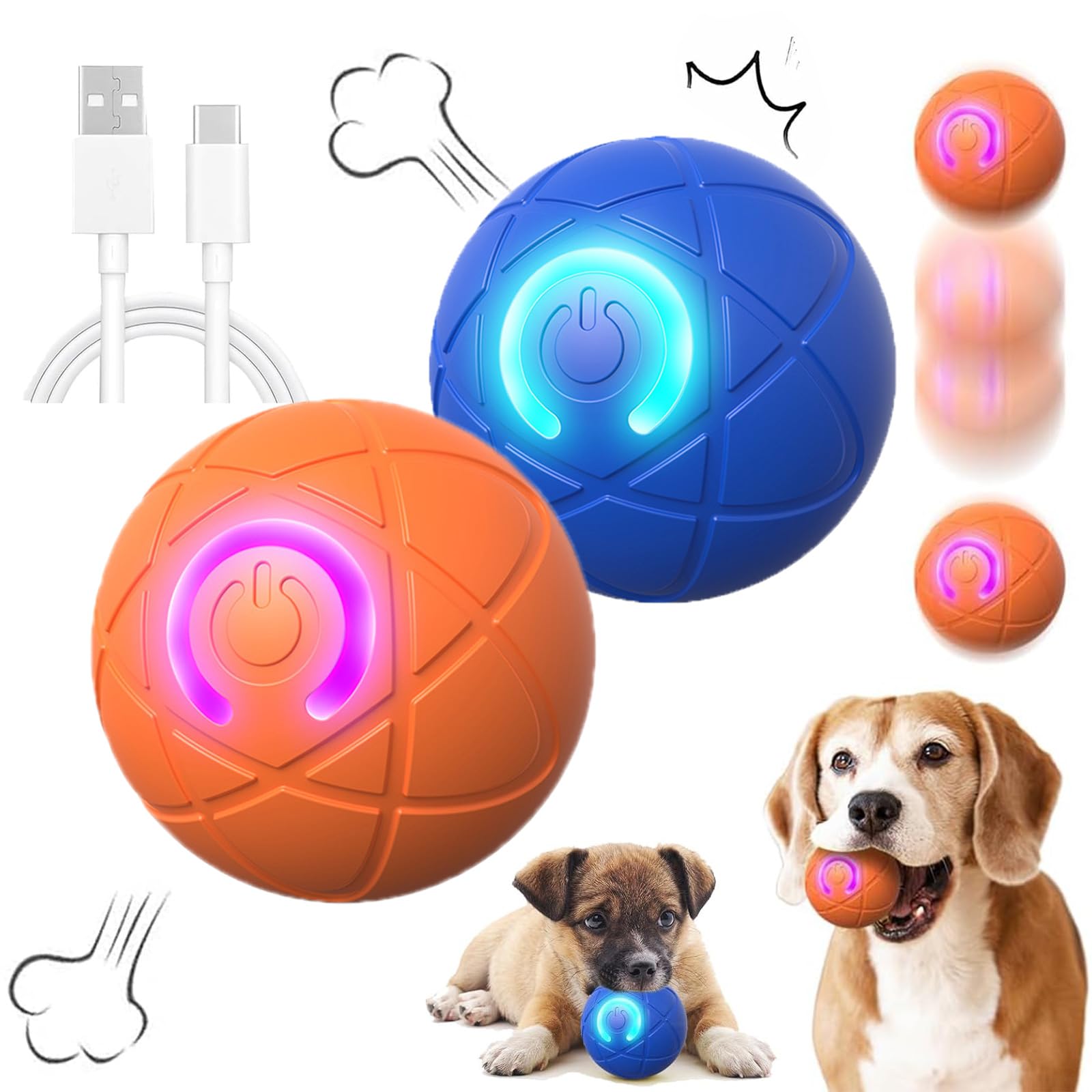 2PCS Shaky Ball Toy for Dogs,Pet Bounce Ball ,Vibrating Dog Ball for ...