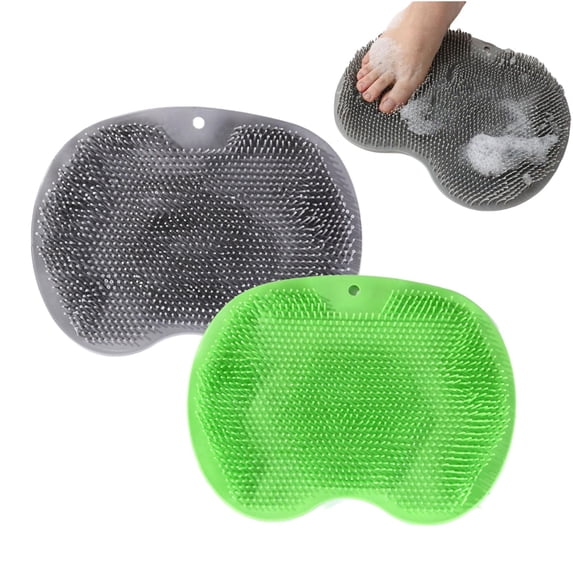 2PCS Shower Foot Scrubber Mat with Suction Cups, Silicone Foot and Back ...