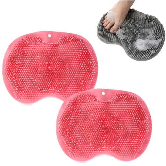 2PCS Shower Foot Scrubber Mat with Suction Cups, Silicone Foot and Back ...