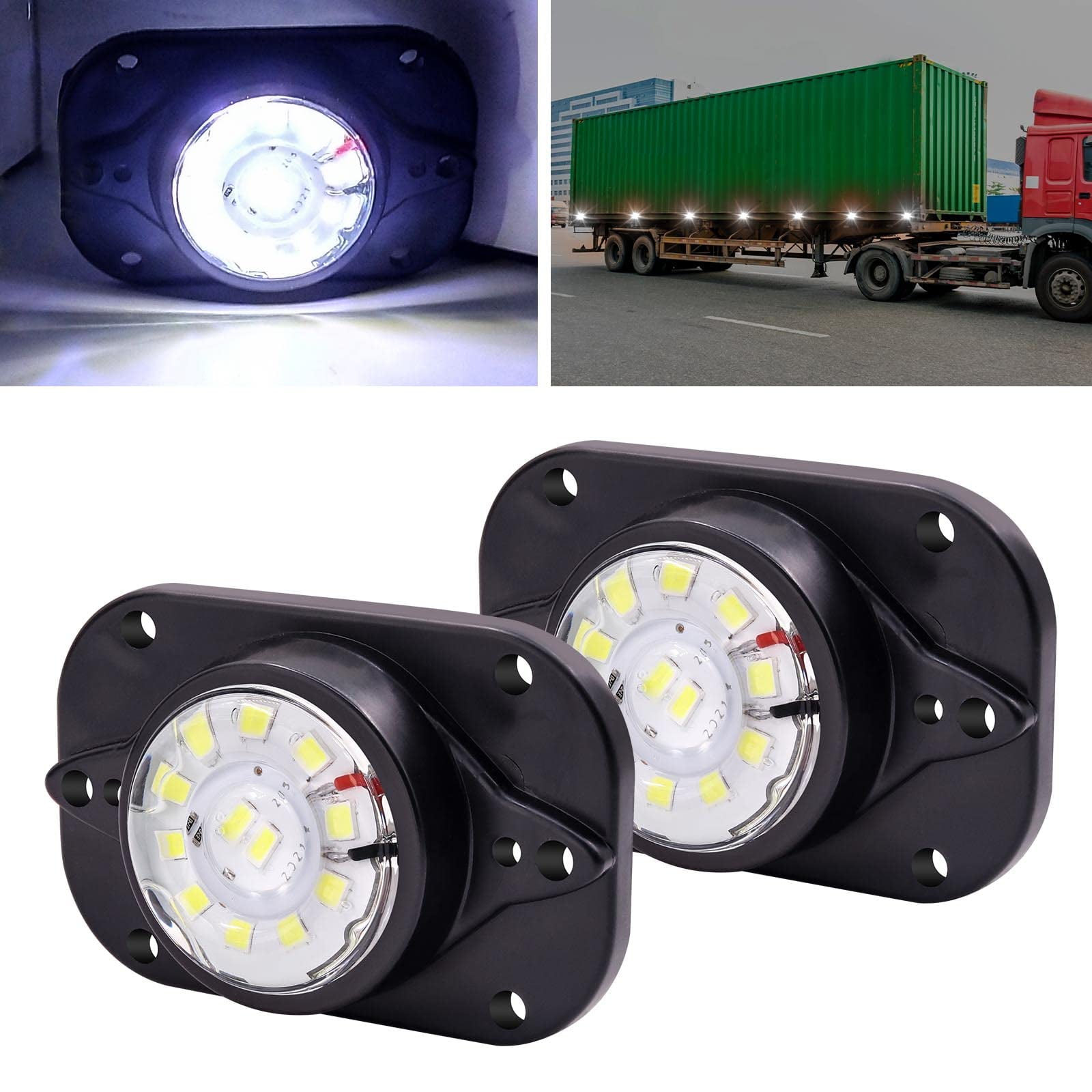 2PCS Side Marker Lights MMF7 White,Universal LED Side Marker Lights LED ...