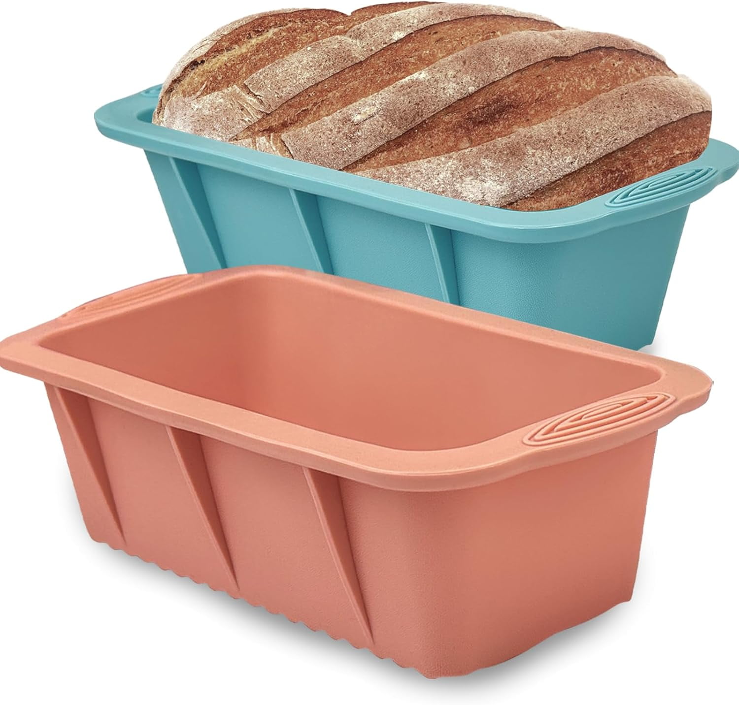 2PCS Silicone Bread Loaf Pan, Non-Stick Bread Pans for Baking, Easy ...