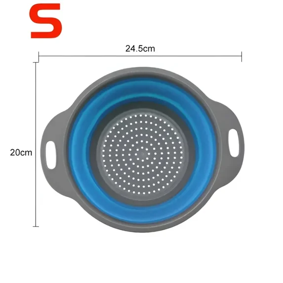 2PCS Silicone Folding Drainer Basket Fruit Vegetable Foldable Colander ...