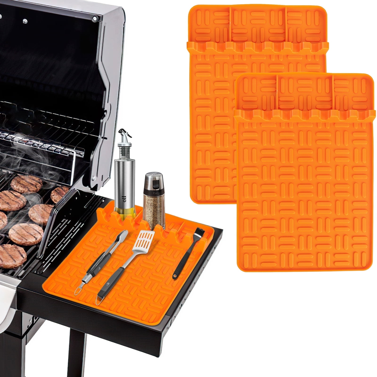 2pcs Silicone Grill Mat, Large Size Silicone Side Shelf Griddle Tools ...