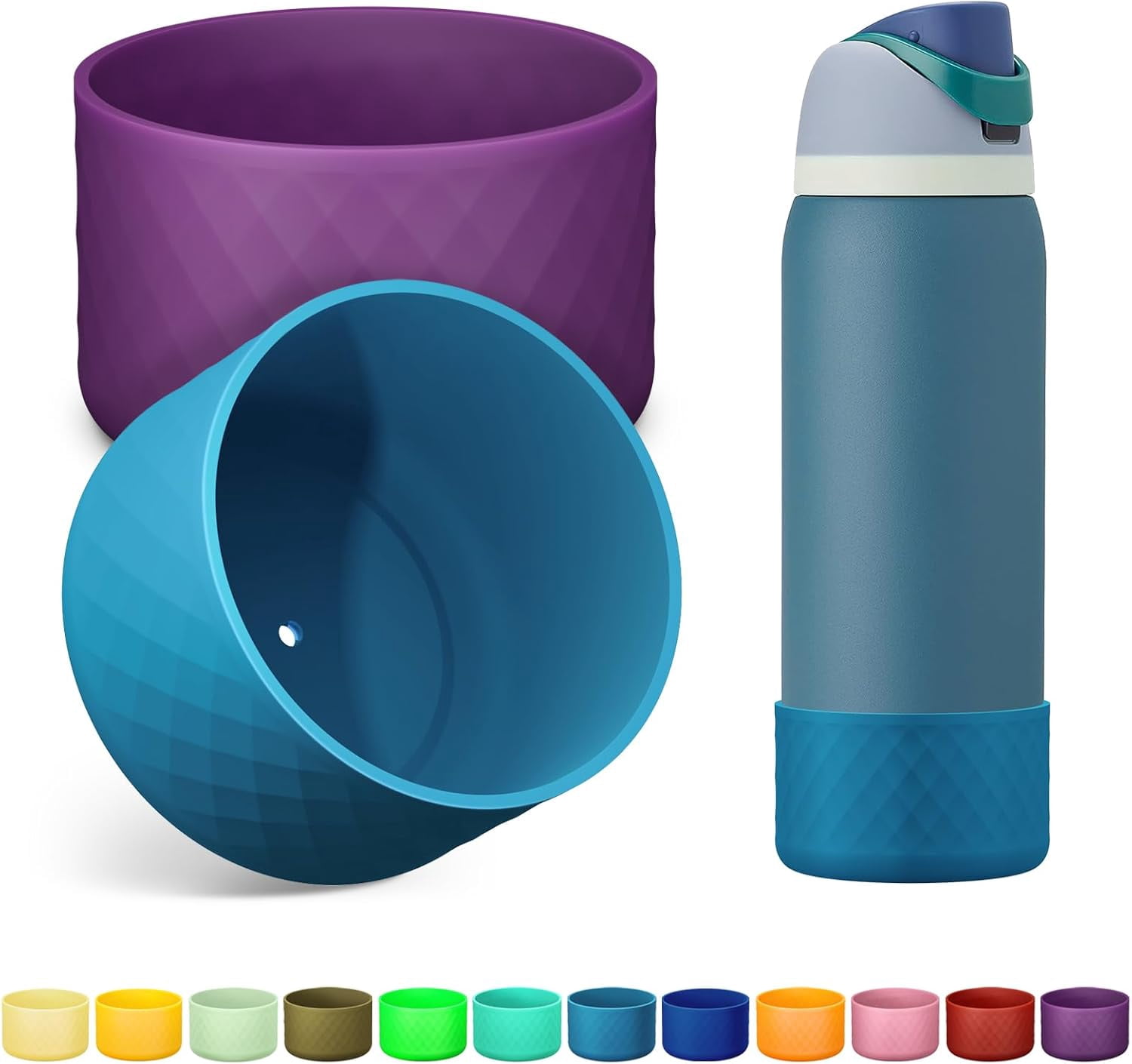 2PCS Silicone Water Bottle Boot for Owala 24oz 32oz 40oz, Anti-Slip ...