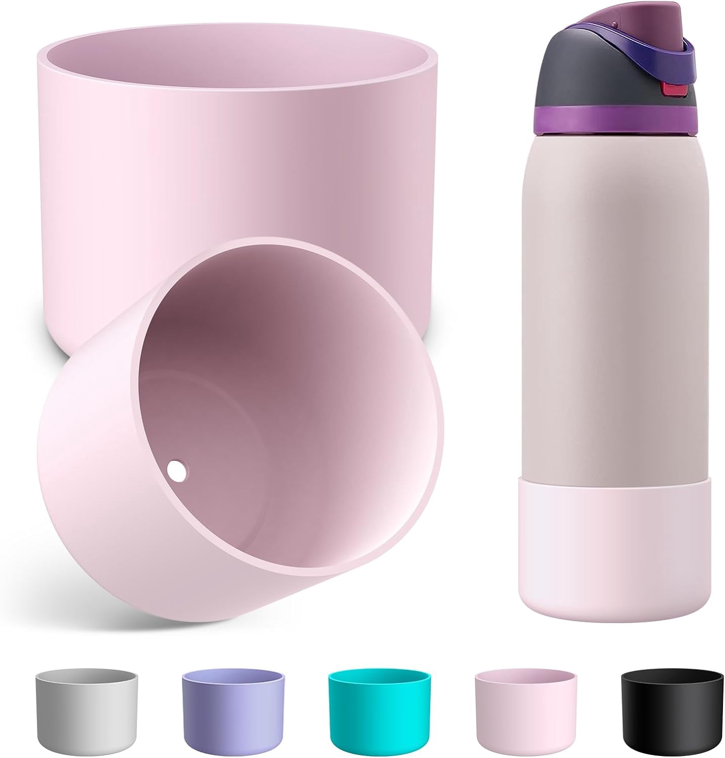 2PCS Silicone Water Bottle Boot for Owala 24oz 32oz 40oz, Anti-Slip ...