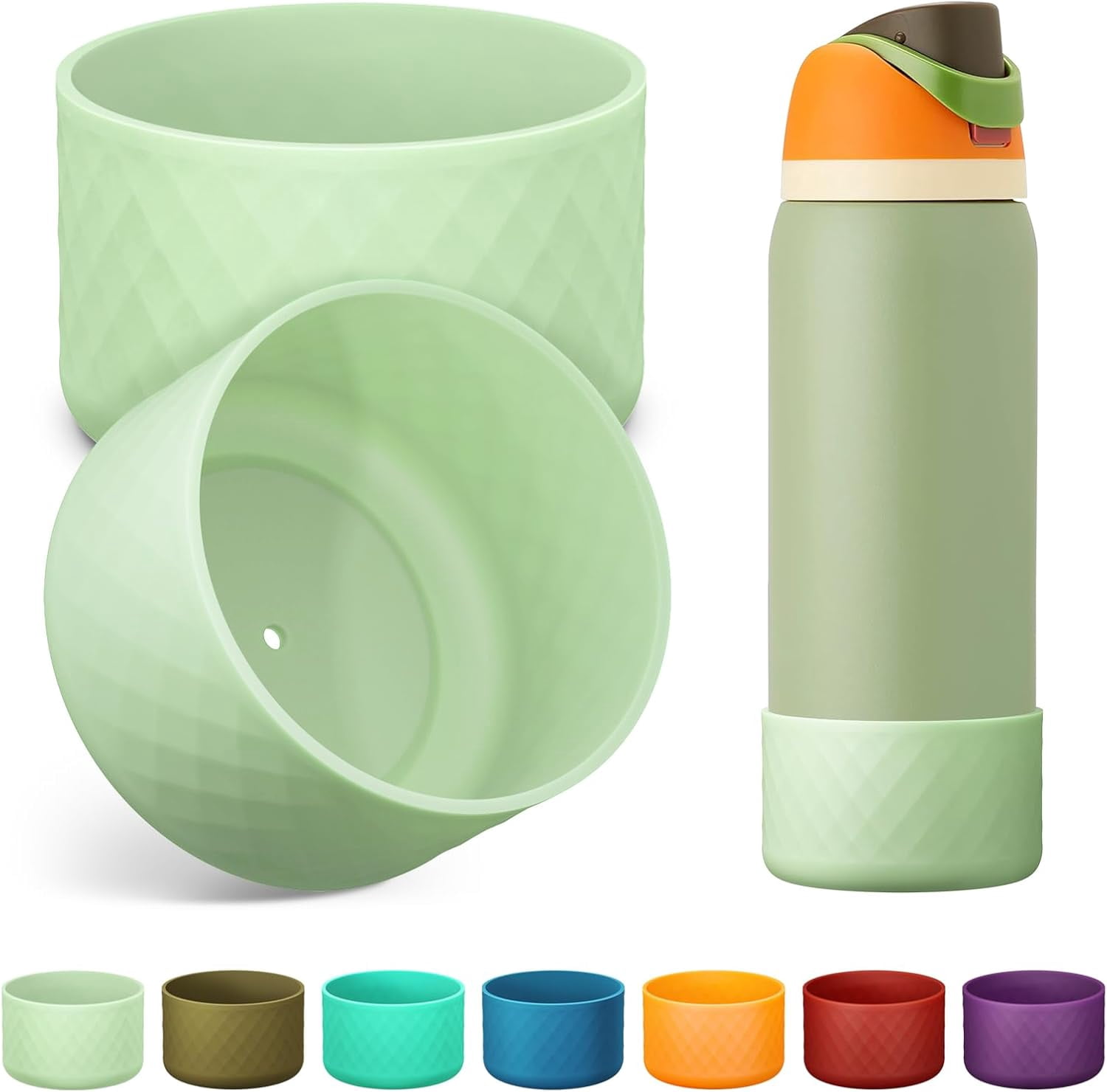 2PCS Silicone Water Bottle Boot for Owala 24oz 32oz 40oz, Anti-Slip ...