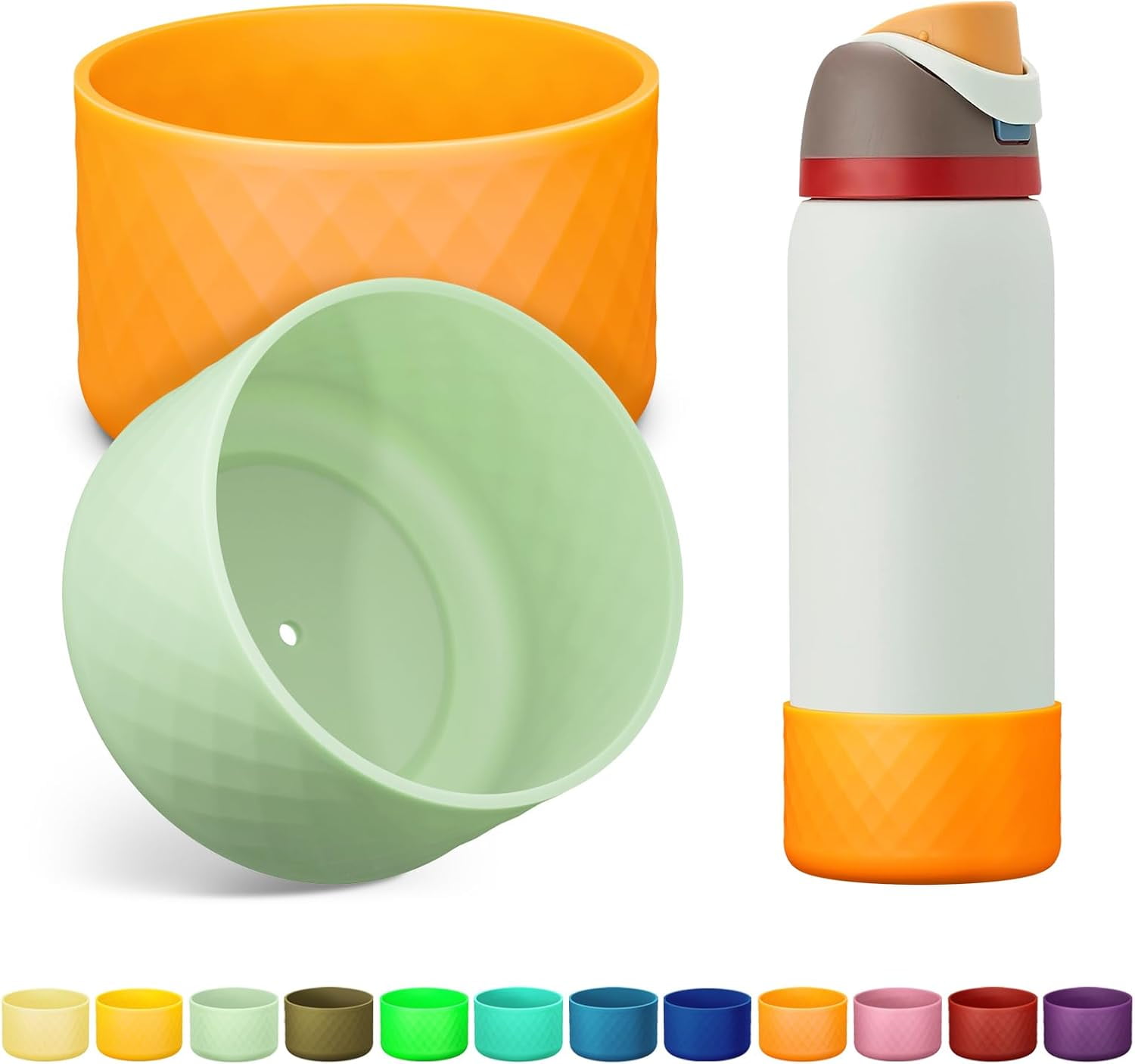 2PCS Silicone Water Bottle Boot for Owala 24oz 32oz 40oz, Anti-Slip ...