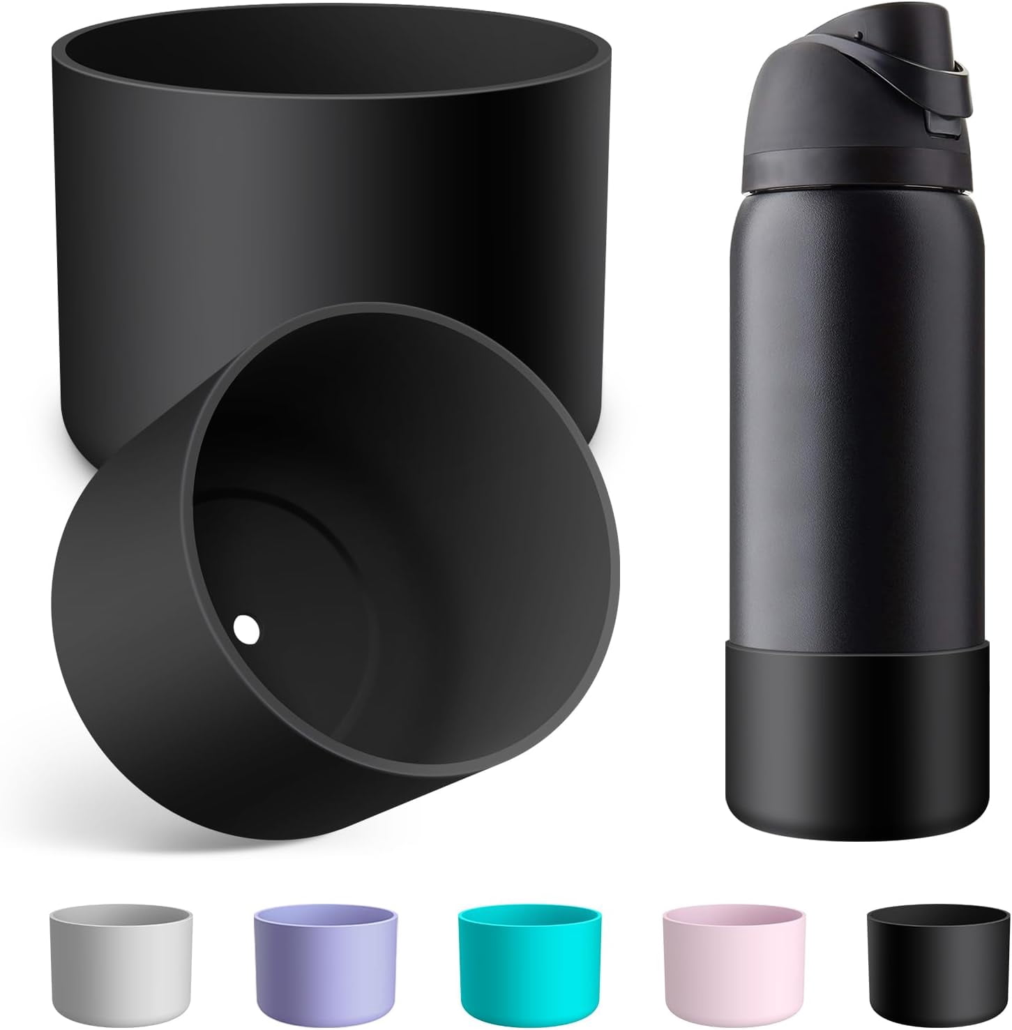 2PCS Silicone Water Bottle Boot for Owala 24oz 32oz 40oz, Anti-Slip ...