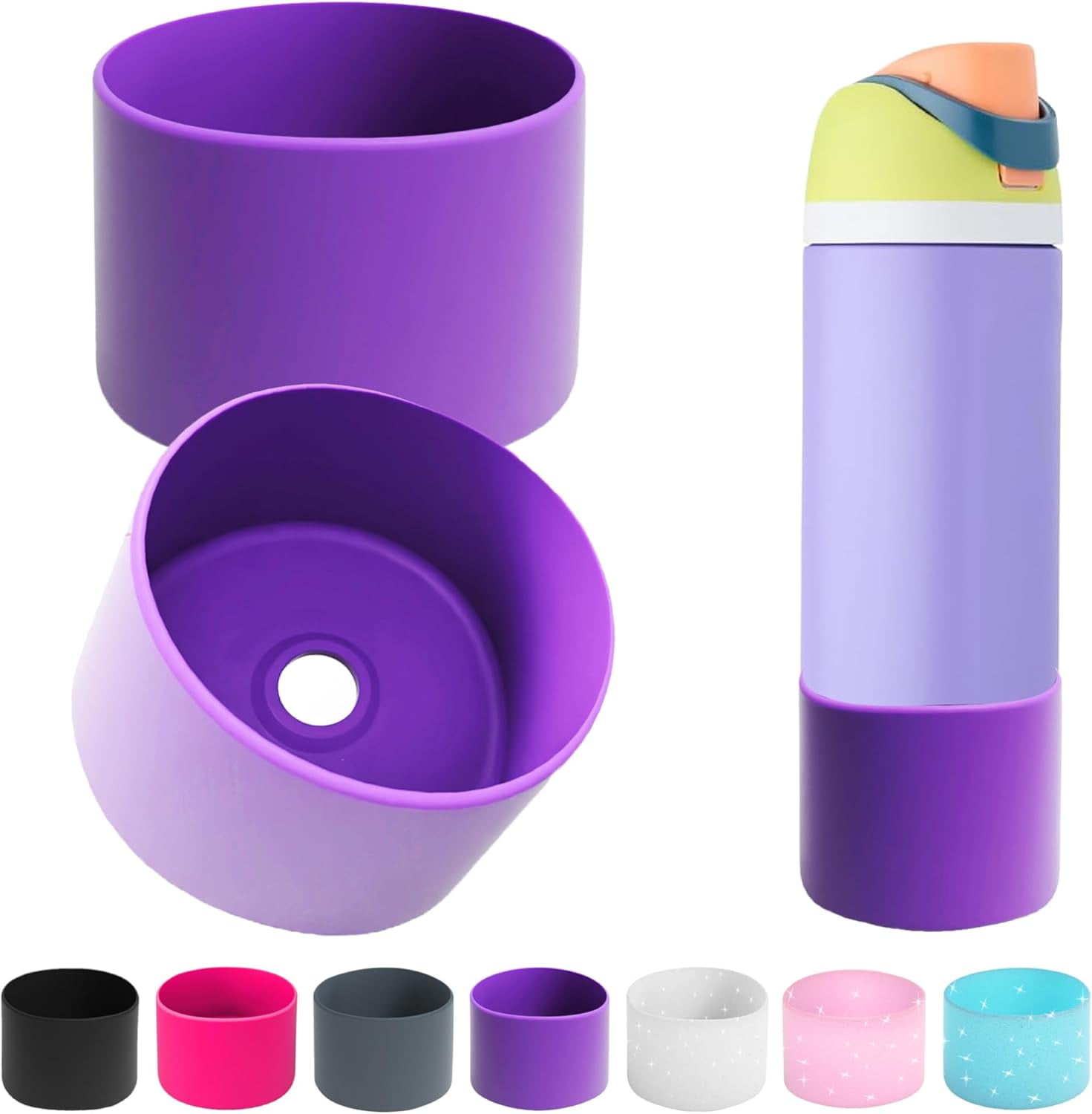 2PCS Silicone Water Bottle Boot for Owala 24oz 32oz 40oz,Anti-Slip ...