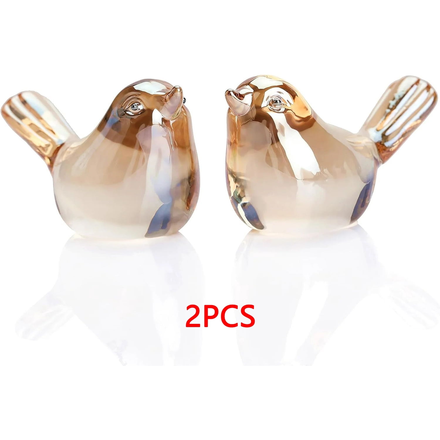 2PCS Small Bird Figurines Home Decor Glass Crystal Bird Statue ...