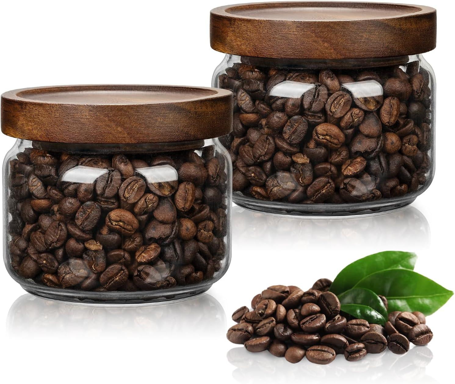 2PCS Small Glass Storage Jars with Airtight Lids, 11 fl oz (300ml ...
