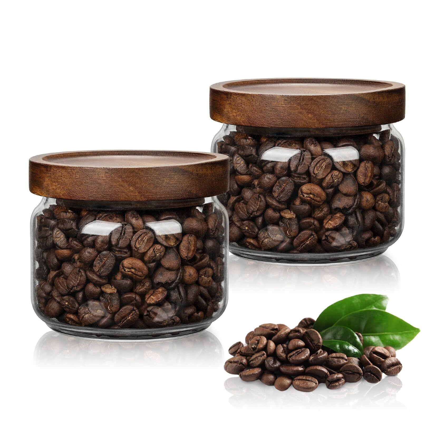 2PCS Small Glass Storage Jars with Airtight Lids, 17 fl oz (500ml ...