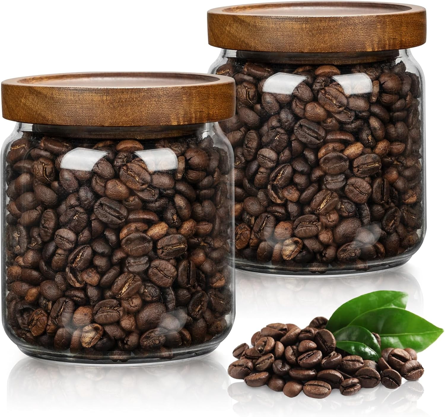2PCS Small Glass Storage Jars with Airtight Lids, 17 fl oz (500ml ...