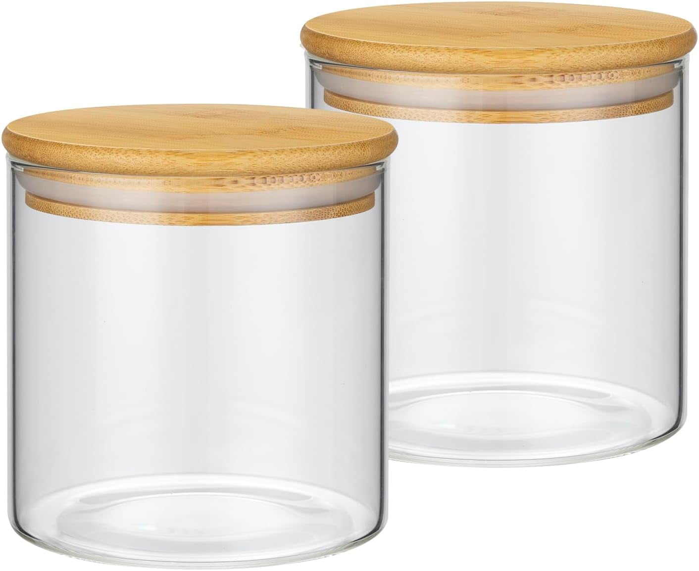 2PCS Small Glass Storage Jars with Airtight Lids,18 fl oz (550ml) Cute ...