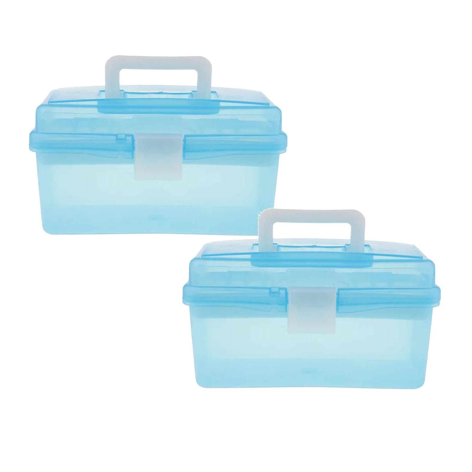 2PCS Small Storage Bins With Lids MultiPurpose Handled Box With ...