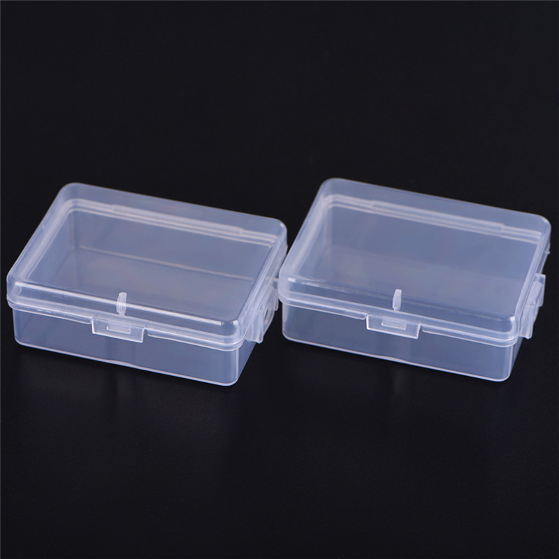 2PCS Small Transparent Plastic Storage Box Clear Square Multipurpose ...