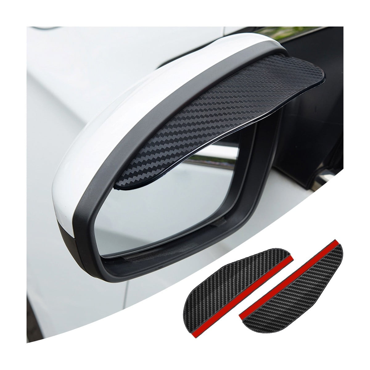 2PCS Smoke Visor Guards for Car Side Mirrors - Waterproof Carbon Fiber ...
