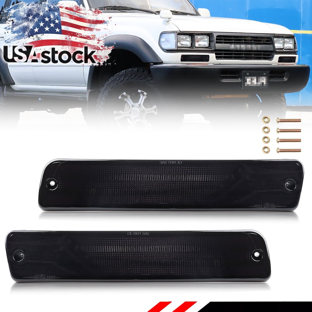 2PCS Smoked Lens Front Bumper Side Marker Light Turn Signal Light Turn Warning Lights Parking ...