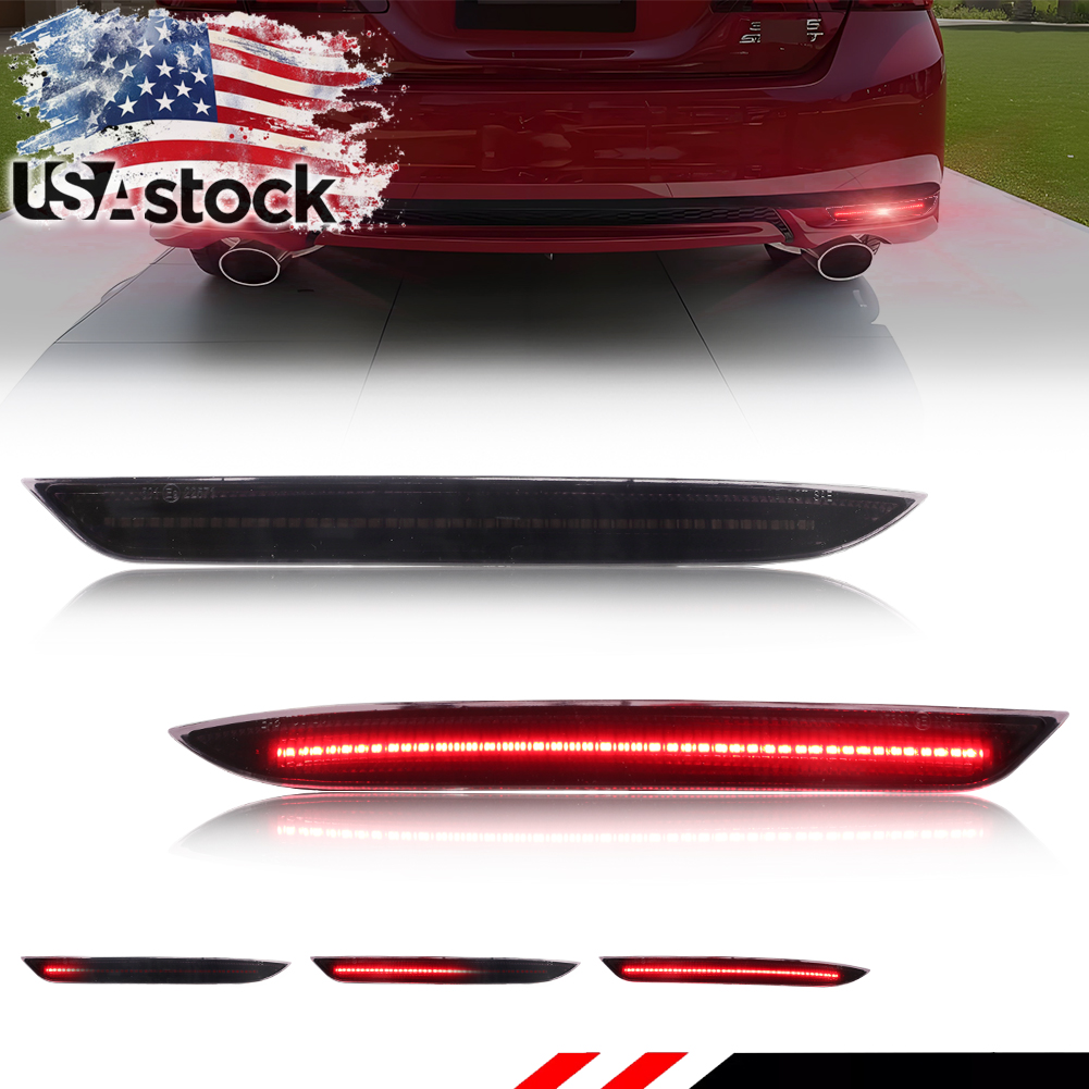 2PCS Smoked Lens Rear Bumper Reflector Lights Tail Light Rear Light ...