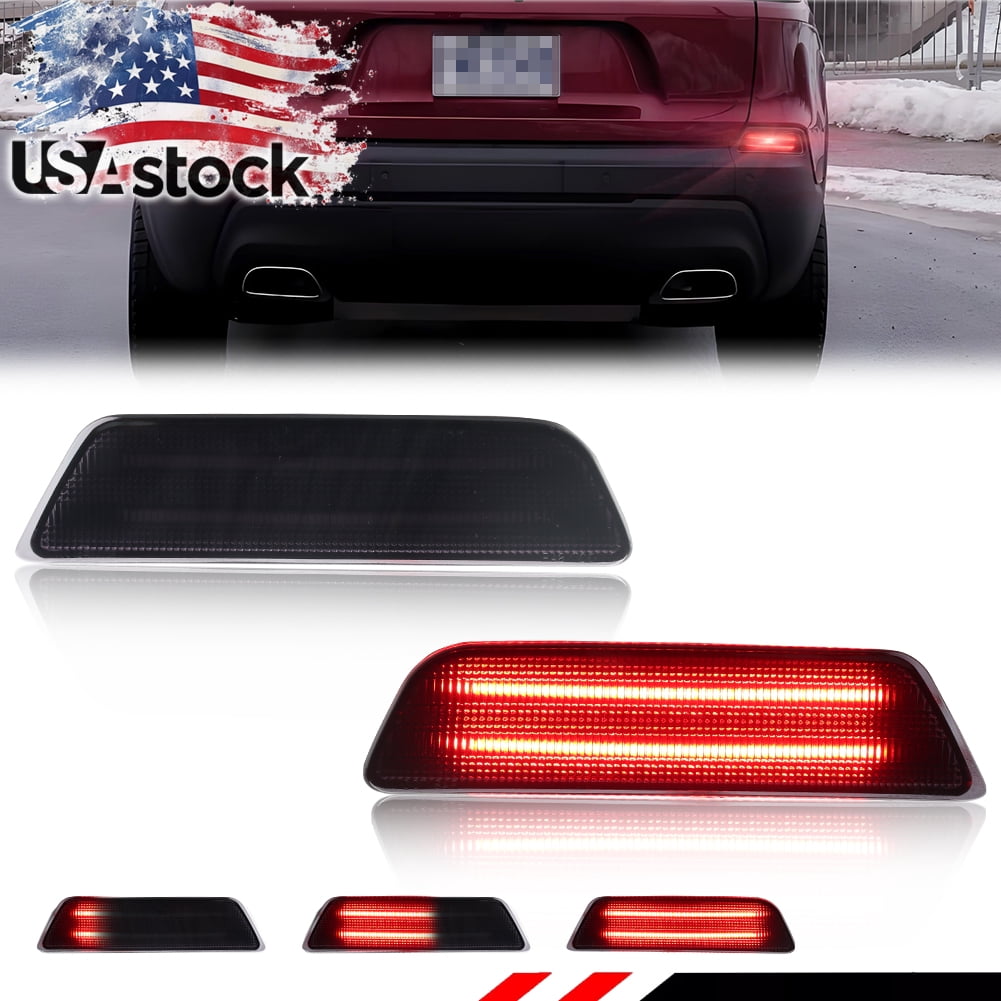 2PCS Smoked Lens Rear Bumper Reflector Lights Tail Light Rear Light ...