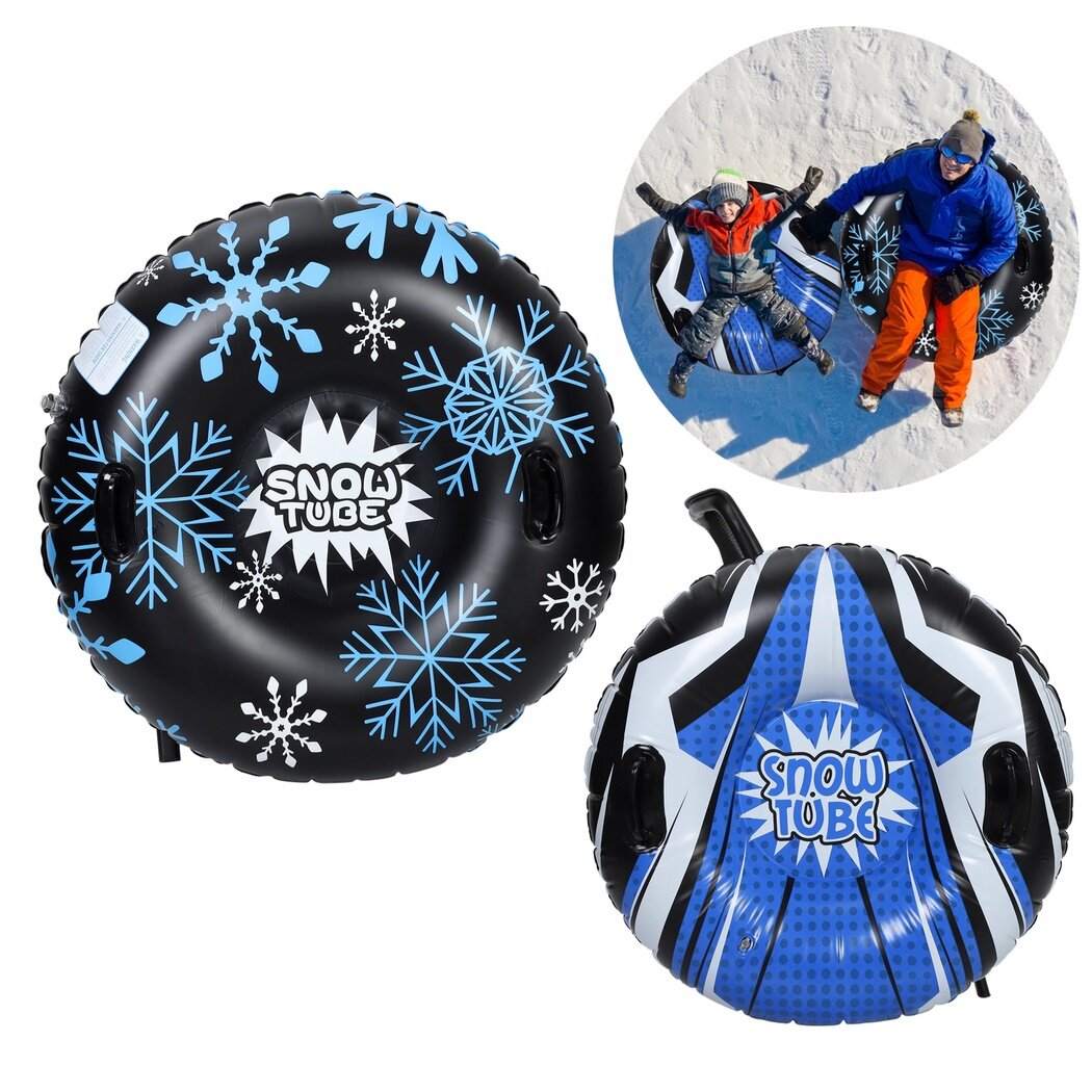 2PCS Snow Tubes, 47" & 35" Inflatable Snow Sleds for Kids Adults, Heavy ...