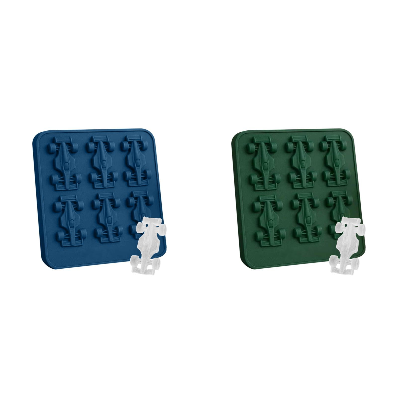 2PCS Soft Silicone Racing Car Ice Moulds Fun 6 Cavity 3D Race Car Shape ...
