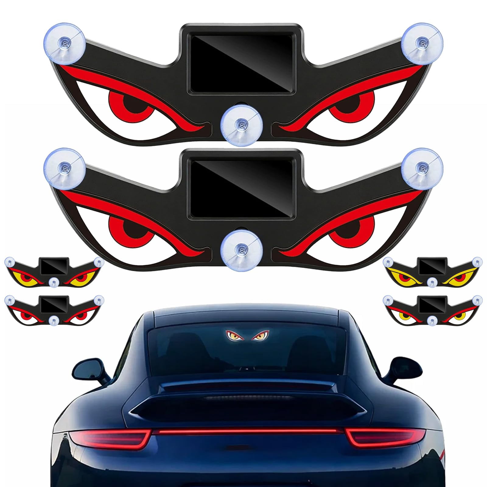 2PCS Solar Demon Eye LED Car Window Light, 13.5cm Suction Cup Dynamic ...