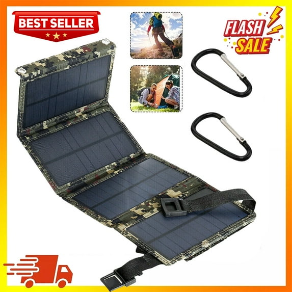 2PCS Solar Panel 20W Foldable Power Bank for Outdoor Camping Hiking ...