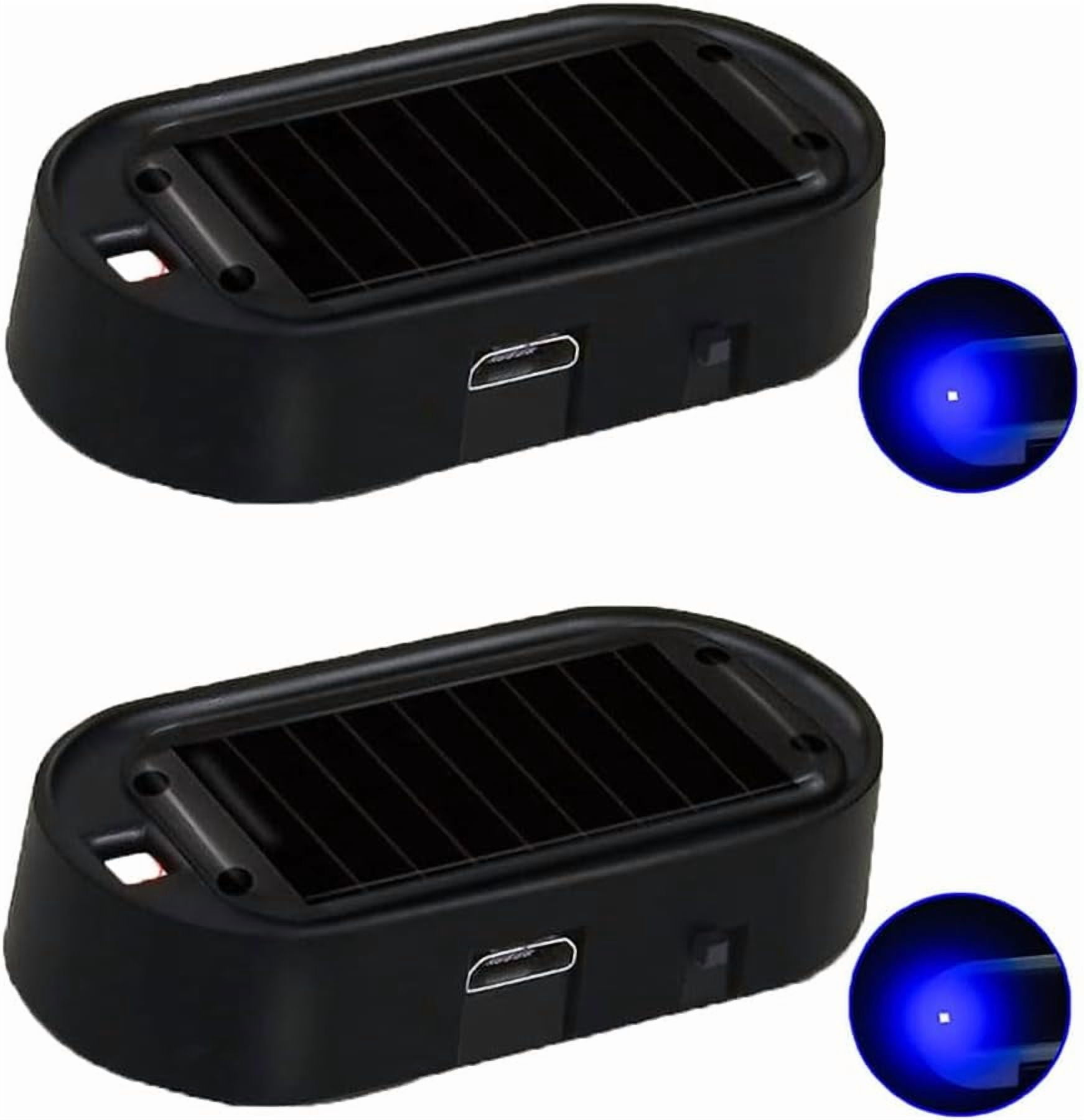 A 2PCS Solar Power Fake Car Alarm LED Light, Simulated Dummy Warning Anti-Theft LED Flashing ...