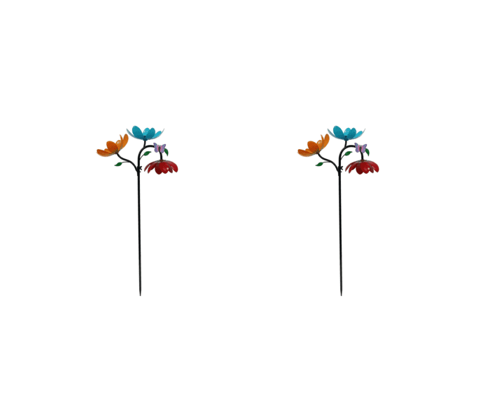 2PCS Solar Three Color Spinner Flower Lights, Solar Powered Wind ...