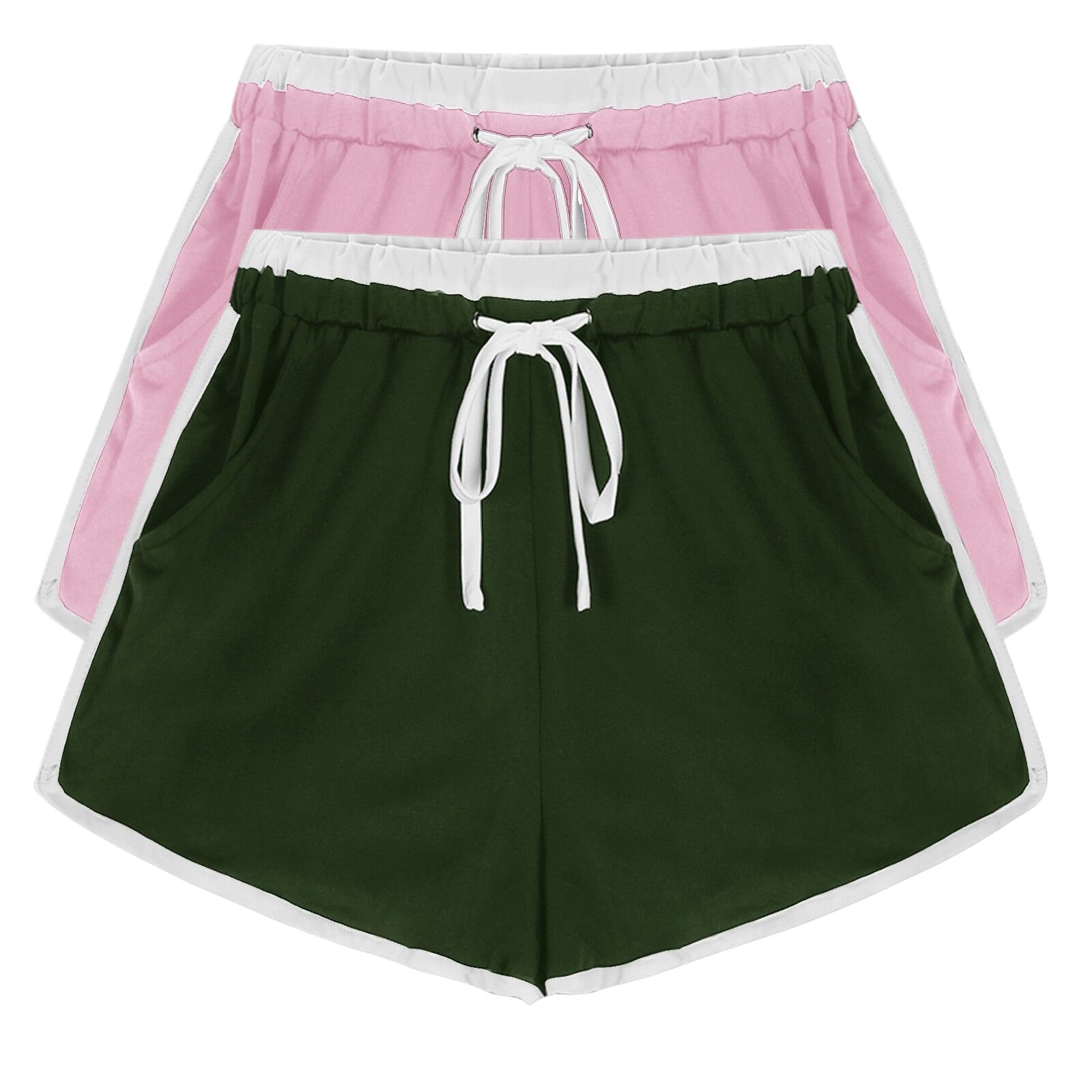 2PCS Solid Color Shorts For Women Casual Loose Comfy Elastic Waist ...