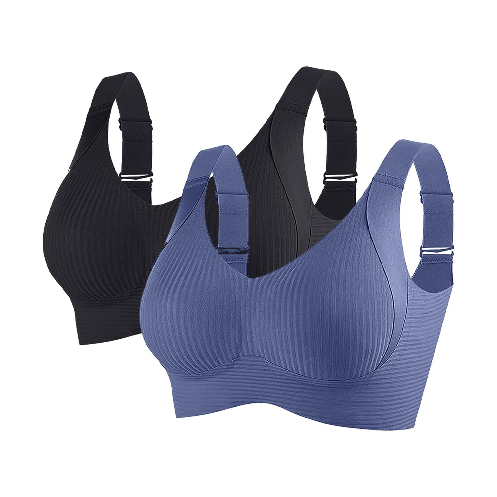 2PCS Sport Bras for Women Wireless Full Coverage Wide Strape Bralettes ...