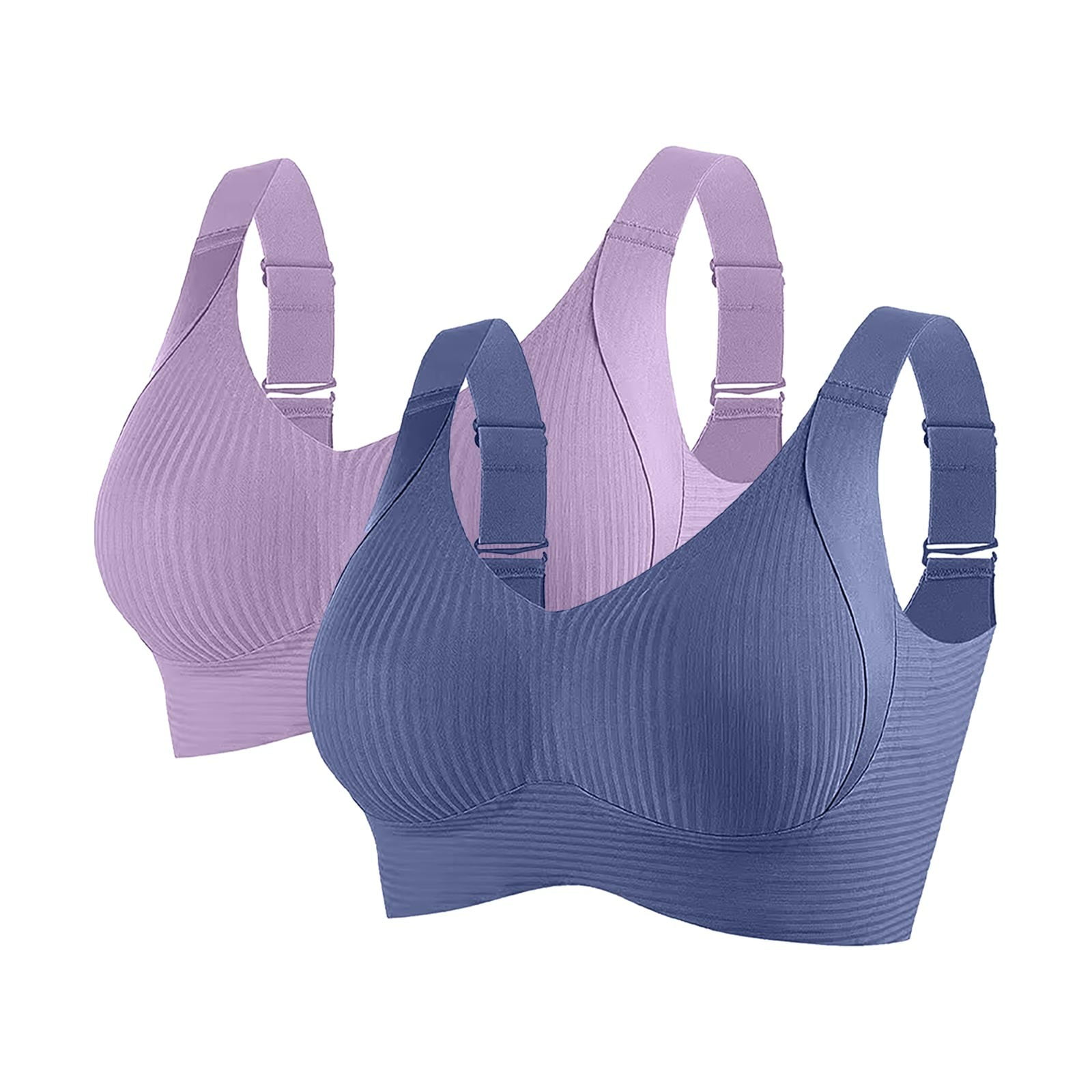 2PCS Sport Bras for Women Wireless Full Coverage Wide Strape Bralettes ...