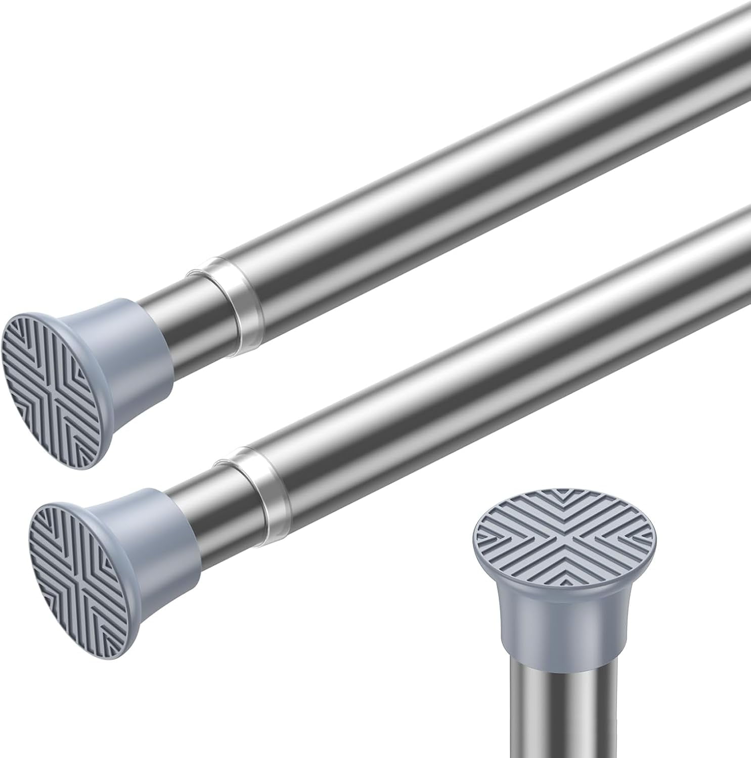 2PCS Spring Tension Curtain Rods 24 to 46 Inch Silver Tension Rod ...