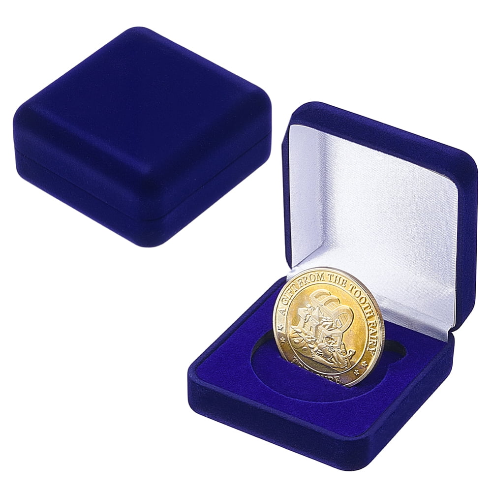 2PCS Square Coin Display Case Midnight Blue Velvet Challenge Coin ...
