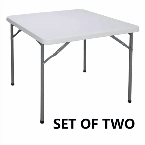 2PCS Square Plastic Folding Table for Indoor Outdoor Events w/Locking ...