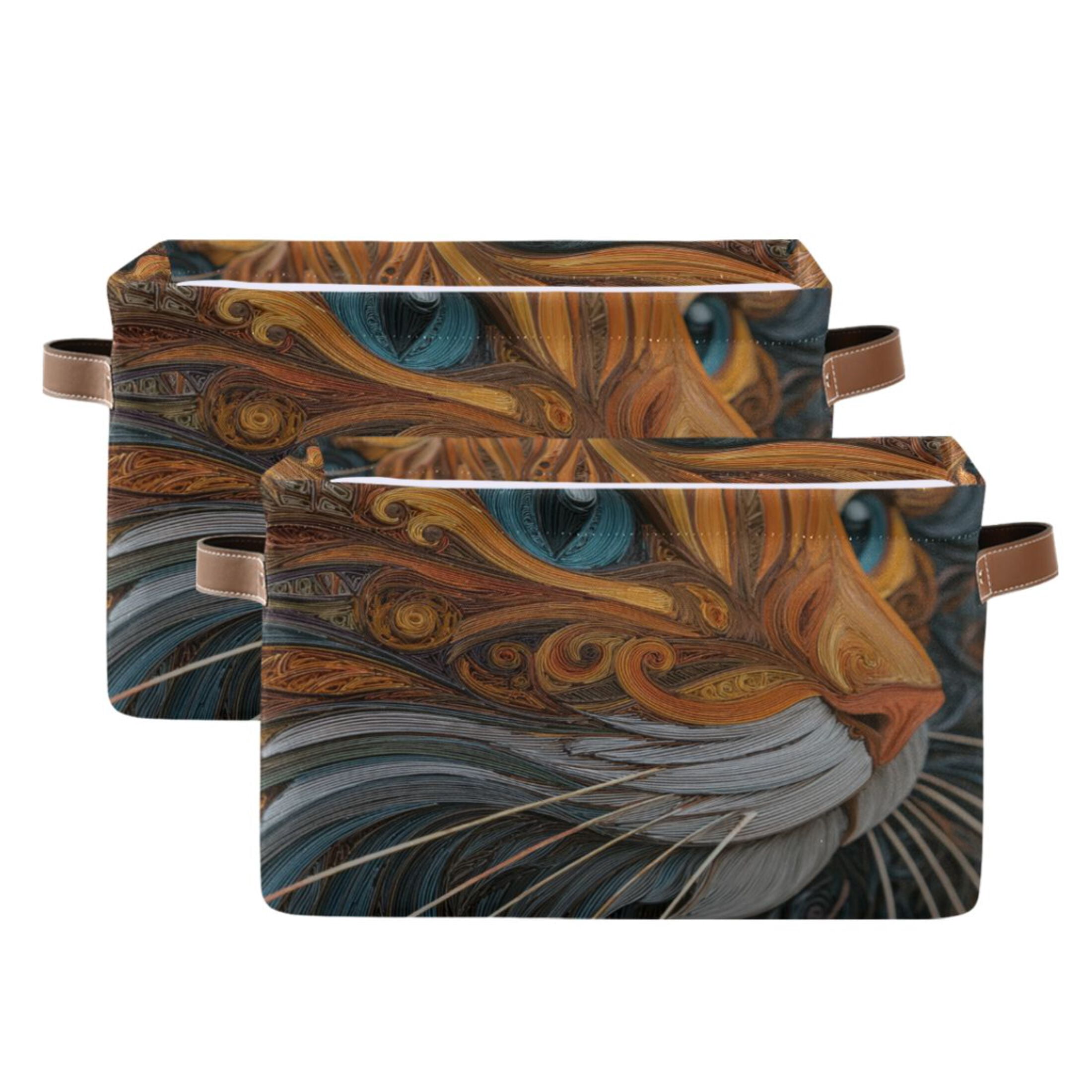 2PCS Square Storage Basket Home Storage Bins Bedroom Storage Basket ...